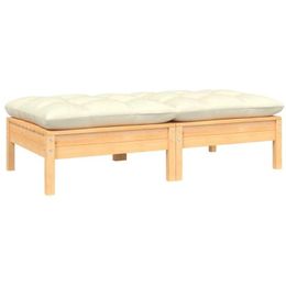 Bonnevie - 2-Sitzer-Gartensofa,Lounge-Sofa mit Creme Kissen Massivholz Kiefer vidaXL