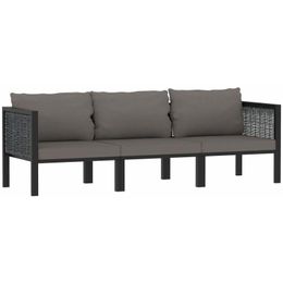 3-Sitzer-Sofa mit Auflage Anthrazit Poly Rattan vidaXL387984