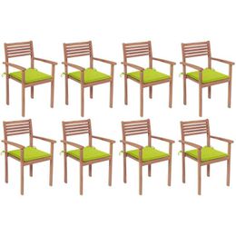 Stapelbare Gartenstühle mit Kissen 8 Stk. Gartensessel Massivholz Teak vidaXL