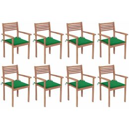 Stapelbare Gartenstühle mit Kissen 8 Stk. Gartensessel Massivholz Teak vidaXL