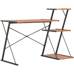 Computertisch，Schreibtisch mit Regal Schwarz und Braun 116×50×93 cm vidaXL