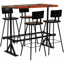 5-tlg. Bar-Set,Bartisch-Set Altholz Massiv Mehrfarbig vidaXL