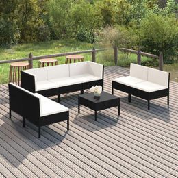 8-tlg. Garten-Lounge-Set,Gartenmöbel-Set mit Auflagen Poly Rattan Schwarz vidaXL