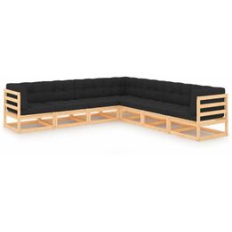 7-tlg. Garten-Lounge-Set,Gartenmöbel-Set mit Kissen Kiefer Massivholz vidaXL