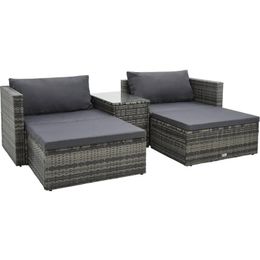 Bonnevie - 5-tlg. Garten-Lounge-Set,Gartenmöbel-Set mit Auflagen Poly Rattan Grau vidaXL