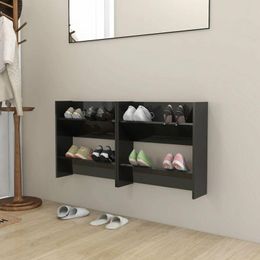 Wand-Schuhschränke 2 Stk. Hochglanz-Schwarz 60x18x60 cm Vidaxl Schwarz