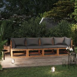 4-Sitzer-Gartensofa,Lounge-Sofa mit Auflage Akazie Massivholz vidaXL