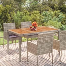 Gartentisch,Terrassentisch mit Holzplatte Grau 150x90x75 cm Poly Rattan vidaXL