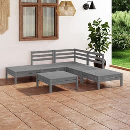 Bonnevie - 6-tlg. Garten-Lounge-Set,Gartenmöbel-Set Massivholz Kiefer Grau vidaXL