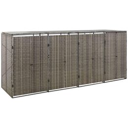 Mülltonnenbox für 4 Tonnen Grau 274x80x117 cm Poly Rattan vidaXL670464