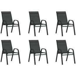 Bonnevie - Stapelbare Gartenstühle 6 Stk. Gartensessel Schwarz Textilene vidaXL