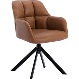 Wahson Office Chairs - Sessel Schreibtischstuhl drehbar Drehstuhl ohne Rollen Moderner Armlehnstuhl für Wohnzimmer, Kunstleder, Braun