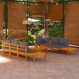 5-tlg. Garten-Lounge-Set,Gartenmöbel-Set mit Dunkelgrauen Kissen Akazienholz vidaXL
