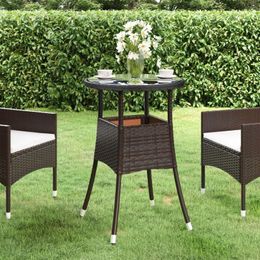 Bonnevie - Gartentisch,Terrassentisch Ø60x75 cm Hartglas und Poly Rattan Braun vidaXL