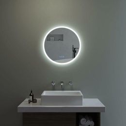 Aquabatos - Badspiegel mit Beleuchtung 60 cm Rund Wandspiegel Lichtspiegel Antibeschlag Beschlagfrei Badezimmerspiegel Dimmbar JALTAS-Serie Kaltweiß