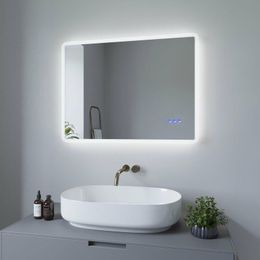 Aquabatos - Badspiegel Beleuchtet led Badezimmerspiegel 80x60cm boras Typ c Touch Sensor Dimmbar Antibeschlag Kaltweiß 6400K Warmweiß 3000K