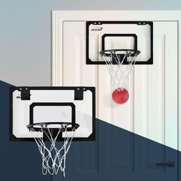 Mini Basketballkorb Set mit 3 Bälle, 58x40 cm, Schwarz, inkl. Netz und Pumpe, tragbar, Backboard Tür/Wandmontage, ohne Bohren, Indoor Basketball Hoop