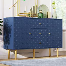 Sideboard Kommode Kommode mit 2 Türen und 3 Schubladen Aufbewahrungseinheit für Schlafzimmer Wohnzimmer Marineblau 120 x 40 x 82 cm