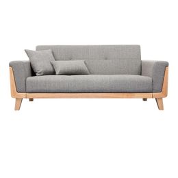 Miliboo Design-Sofa 3 Plätze Hellgrau Holzbeine FJORD - Hellgrau