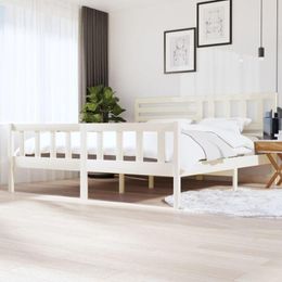 Massivholzbett，Schlafzimmerbett，Doppelbett Weiß 200x200 cm vidaXL
