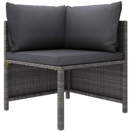 Modulares Ecksofa mit Kissen Grau Poly Rattan vidaXL619478