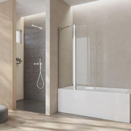 Badewannenaufsätze Faltbar 2-teilig Duschwand mit Stabilisator B.100xH.140cm Duschabtrennung Glas für Badewanne - Heilmetz