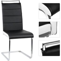 Haloyo - 2tlg Esszimmerstuhl Set Freischwinger Stuhl Stühle Set Polsterstuhl Schwingstuhl Schwarz-weiß