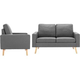 MAISONCHIC 2-tlg. Sofagarnitur Sofa Loungesofa Couch Modern Stoff Hellgrau DE66469