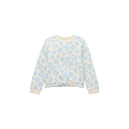 Tom Tailor Mädchen Sweatshirt mit Knotendetail, weiß, Blumenmuster, Gr. 116/122