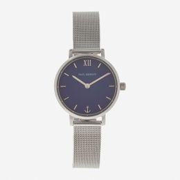 TK Maxx Silberfarbene Armbanduhr mit dunkelblauem Zifferblatt