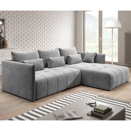 Furnix Ecksofa YALTA Schlafsofa Couch ausziehbar mit Bettkasten und Kissen