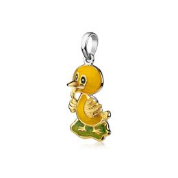 Materia Kettenanhänger Kinderanhänger Ente Duck mit Daumen Gelb Grün Gold KA-313
