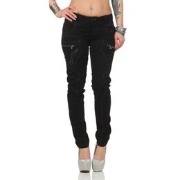 Cipo & Baxx Cipo & Baxx Slim-fit-Jeans tiefschwarz mit Kontrastnähten und Stickereien