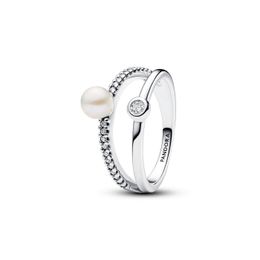 Pandora Fingerring Pandora Ring Pearl&Pavé Double Band 193147C01-50 Silber