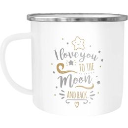MoonWorks Tasse Emaille-Tasse I love you to the moon and back Liebesgeschenke Liebeserklärung MoonWorks®