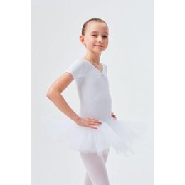 tanzmuster Tüllkleid Ballett Tutu Nele mit Glitzersteinen Kurzarm Ballettkleid aus weicher Baumwolle mit Tüllrock für Mädchen