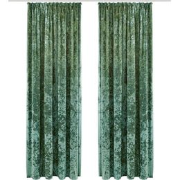 Vorhang Velvet, my home, Kräuselband (1 St), blickdicht, Samt Uni, grün