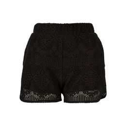 Urban Classics Stoffhose Urban Classics Damen Ladies Crochet Lace Resort Shorts (1-tlg), schwarz