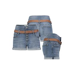 Sublevel Bermudas Jeans Shorts Bermuda Kurze Hose Short Denim Stretch Hotpants + Gürtel