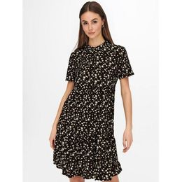 Jacqueline de Yong Shirtkleid Lockeres Mini Print Kleid Blusen Kurzarm Dress JDYPIPER (knielang) 4880 in Schwarz-3