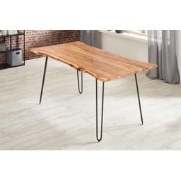 Esstisch Baumkante massiv Akazie natur 180 x 90 cm schwarz HANNAH