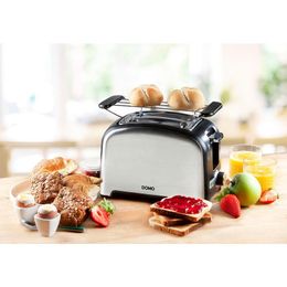 Domo Toaster aus rostfreiem Edelstahl mit Brötchenaufsatz, 4 Funktionen & 7 Stufen