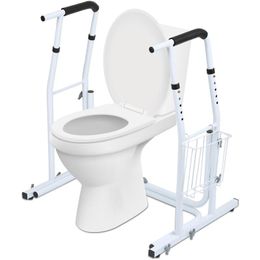 VINGO - wc Aufstehhilfe Duschhocker & -sitze Klappgriff inkl. Ablagekorb Mobile rutschfeste Toilettenstütze - Weiß