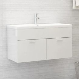 Waschbeckenunterschrank,Waschtischunterschrank Hochglanz-Weiß 90x38,5x46cm vidaXL