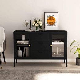 Sideboard,Kommode Schwarz 105x35x70 cm Stahl und Hartglas vidaXL