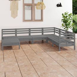 7-tlg. Garten-Lounge-Set,Gartenmöbel-Set Kiefer Massivholz Grau vidaXL