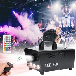 VINGO Nebelmaschine 500W Mini dj effekt Rauchmaschine Schnelle Generierung von Nebel 13 farbige 3 LEDs mit led/ Drahtloser Fernbedienung für Halloween