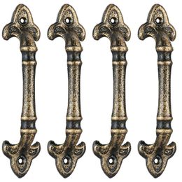 Relaxdays - 4 x Möbelgriff Vintage, Türgriffe antik für Schränke, Schubladen, Schiebetüren, Gusseisen, Schrankgriffe, 20 cm, bronze