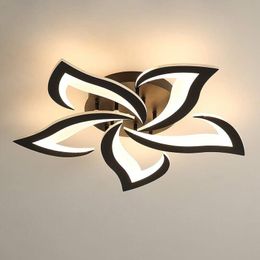 Moderne LED-Deckenleuchte, 60W 6000LM Kreative Formblume Acryl Deckenleuchte, 5 Köpfe Blütenblätter Schwarz Led Kronleuchter für Wohnzimmer,