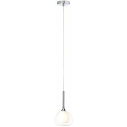 Brilliant - Lampe Hadan Pendelleuchte 10cm chrom/weiß-transparent 1x D45, E14, 40W, geeignet für Tropfenlampen (nicht enthalten) In der Höhe